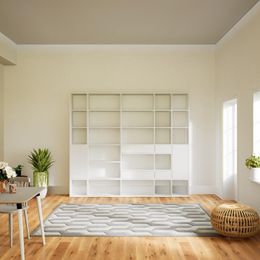 MYCS Aktenregal Weiß - Büroregal: Schubladen in Weiß & Türen in Weiß - Hochwertige Materialien - 267 x 233 x 34 cm, konfigurierbar