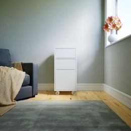 MYCS Aktenregal Weiß - Büroregal: Schubladen in Weiß & Türen in Weiß - Hochwertige Materialien - 41 x 87 x 34 cm, konfigurierbar
