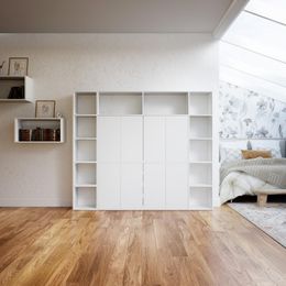 MYCS Schrankwand Weiß - Moderne Wohnwand: Türen in Weiß - Hochwertige Materialien - 228 x 195 x 34 cm, Konfigurator