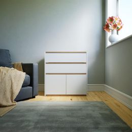 MYCS Kommode Weiß - Lowboard: Schubladen in Weiß & Türen in Weiß - Hochwertige Materialien - 77 x 79 x 34 cm, konfigurierbar
