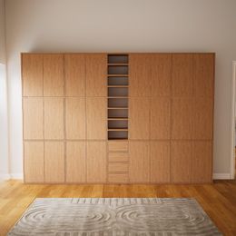 MYCS Schrankwand Eiche - Moderne Wohnwand: Schubladen in Eiche & Türen in Eiche - Hochwertige Materialien - 339 x 233 x 34 cm,...