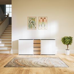 MYCS Kommode Weiß - Lowboard: Schubladen in Eiche & Türen in Weiß - Hochwertige Materialien - 190 x 79 x 34 cm, konfigurierbar