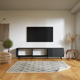 MYCS Lowboard Schwarz - Designer-TV-Board: Türen in Schwarz - Hochwertige Materialien - 226 x 52 x 34 cm, Komplett anpassbar