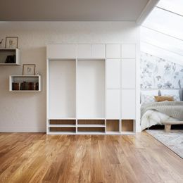 MYCS Schrankwand Weiß - Moderne Wohnwand: Türen in Weiß - Hochwertige Materialien - 228 x 233 x 34 cm, Konfigurator
