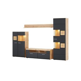 Höffner Wohnwand Cortina ¦ schwarz ¦ Maße (cm): B: 325 H: 205 T: 47.0 » Höffner