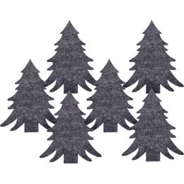 Schneider Serviettenhalter, Filz, (Set, 6-tlg), Bestecktaschen in Form eines Tannenbaums, Länge ca. 23 cm, grau
