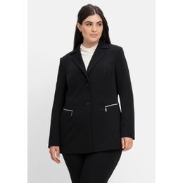 sheego Große Größen: Blazer mit Reißverschluss-Taschen, schwarz, Gr.46