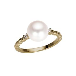 Firetti Perlenring Schmuck Geschenk Gold 333 Fingerring Damenring Perle, mit Süßwasserzuchtperle - mit Brillanten, gelb|goldfarben|weiß