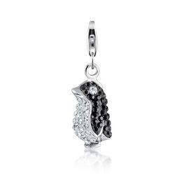 NENALINA Charm-Einhänger Anhänger Pinguin Kristalle 925 Silber, silberfarben