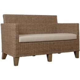 Krines Home Loungesofa »Rattan-Sofa 2-Sitzer Lounge Couch aus echtem Rattan inkl. Sitzpolster
