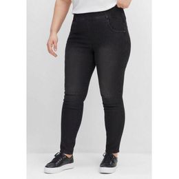 sheego Schlupfjeans Jeggings mit breitem Gummibund, schwarz