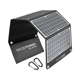 RealPower SP-30 E Mobiles Solarpanel universal, 5 - 12 Volt 30 W, Schwarz