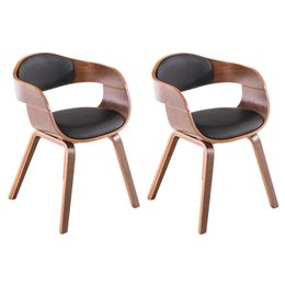 CLP 2er-Set Esszimmerst&uuml;hle Kingston, ergonomisch mit gepolsterter R&uuml;ckenlehne, Kunstleder & Holz, bis 150 kg belastbar