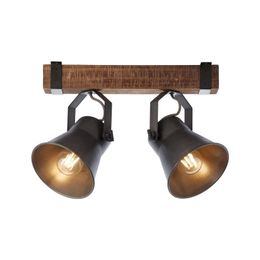 Brilliant Lampe, Decca Spotbalken 2flg schwarz stahl, 2x A60, E27, 10W, Holz aus nachhaltiger Waldwirtschaft (FSC)