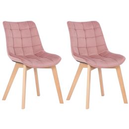 CLP 2er-Set Esszimmerst&uuml;hle Passaic Samt, ergonomisch gepolstert & gesteppt, mit Bodenschonern, bis 150 kg belastbar