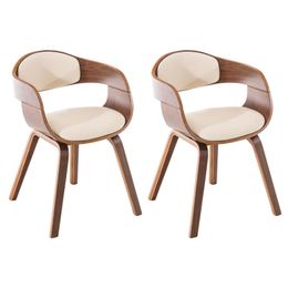 CLP 2er-Set Esszimmerst&uuml;hle Kingston, ergonomisch mit gepolsterter R&uuml;ckenlehne, Kunstleder & Holz, bis 150 kg belastbar