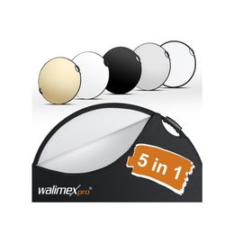 WALIMEX pro 5in1 Faltreflektor wavy comfort Ø56cm mit Griffen und 5 Reflektorfarben