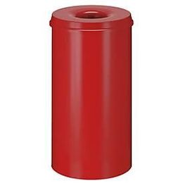 Abfallsammler, für den Innenbereich, Volumen 30 l, selbstlöschender Deckel, Ø 335 x H 470 mm, Stahl pulverbeschichtet, rot/rot