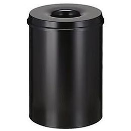 Abfallsammler, für den Innenbereich, Volumen 50 l, selbstlöschender Deckel, Ø 335 x H 625 mm, Stahl pulverbeschichtet, schwarz/schwarz