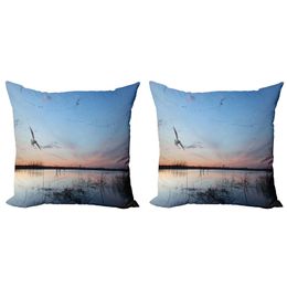 Abakuhaus Kissenbezüge Modern Accent Doppelseitiger Digitaldruck, (2 Stück), Gänse Flying Geese Across Wildsee, bunt