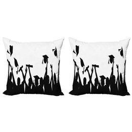 Abakuhaus Kissenbezüge Modern Accent Doppelseitiger Digitaldruck, (2 Stück), Abschluss Absolventen Silhouetten, grau