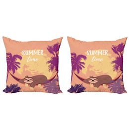Abakuhaus Kissenbezüge Modern Accent Doppelseitiger Digitaldruck, (2 Stück), Lustige Sloth Sommerzeit Chilling