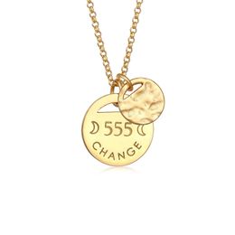 Elli Kette mit Anhänger Plättchen Organic - 555 Change 925 Silber, Kreis, silberfarben, Gold