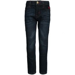 tausendkind essentials - Jeans-Hose PINKES HERZ Skinny Fit in dunkelblau, Gr.104