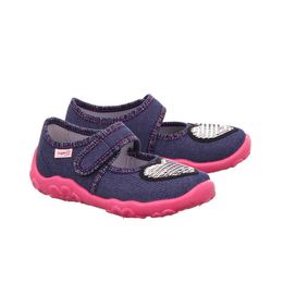 Superfit - Spangen-Hausschuhe BONNY – HERZ mit Wendepailletten in denim blau/pink, Gr.32