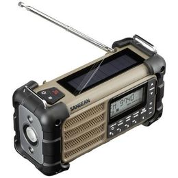 Sangean MMR-99 Outdoorradio UKW Notfallradio, Bluetooth® Solarpanel, spritzwassergeschützt, staubdicht, Taschenlampe Braun