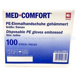 Lebensmittelhandschuhe PE Ampri Med Comfort S 100 Stück-Dispenser Polyethylen-Lebensmittelhandschuhe gehämmert