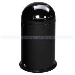 Mülleimer Var Abfallsammler Pushdeckel 40 L schwarz mit verzinktem Inneneinsatz und bodenschonendem Kantenschutz
