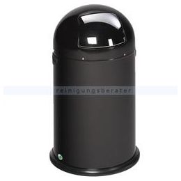 Mülleimer Var Abfallsammler Pushdeckel 33 L schwarz mit verzinktem Inneneinsatz und bodenschonendem Kantenschutz
