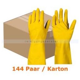 Haushaltshandschuhe Ampri Clean Comfort M gelb Karton 144 Paar, Gr. 8, velourisiert, lebensmittelgeeignet