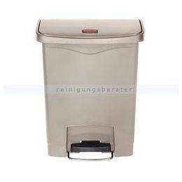 Treteimer Rubbermaid Slim Jim Kunststoff beige 30 L Tretabfallbehälter mit Pedal an der Breitseite