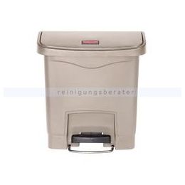 Treteimer Rubbermaid Slim Jim Kunststoff beige 15 L Tretabfallbehälter mit Pedal an der Breitseite