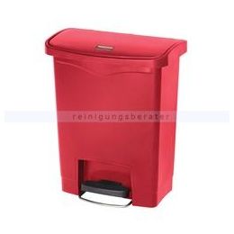 Treteimer Rubbermaid Slim Jim Kunststoff rot 30 L Tretabfallbehälter mit Pedal an der Breitseite