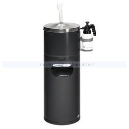 Mülleimer Var Desinfektionsstation schwarzgrau 32 L für Papiertücher mit Flaschenhalter und Inneneinsatz