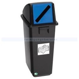 Mülltrennsystem Var Wertstoffsammler Papier schwarz 58 L mit festmontierter Einwurfklappe, blau, für Papier