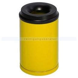 Papierkorb Var Mülleimer feuersicher Stahlblech 15 L gelb für optimalen Schutz pulverbeschichtet, inklusive Kopfteil