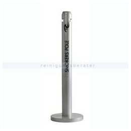 Standaschenbecher Rubbermaid Smokers Pole Silber Standaschenbecher aus Aluminium, ohne Schriftzug