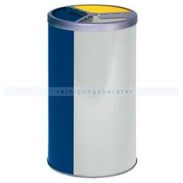 Mülltrennsystem Var 3-fach ohne Dach 90 L gelb, blau, grau 3x 30 L, aus Stahlteilen gefertigt und pulverbeschichtet