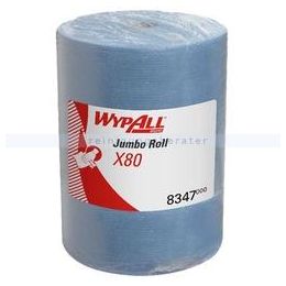 Kimberly-Clark Kimberly Clark Wischtücher WYPALL X80 Stahlblau (KC 8347) 1 Lagige Großrolle aus HYDROKNIT, 1 Rolle x 475 Tücher