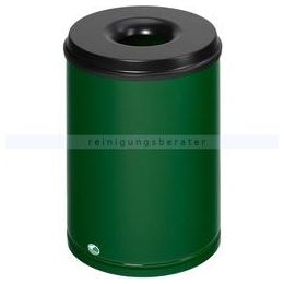 Papierkorb Var Mülleimer feuersicher Stahlblech 50 L grün für optimalen Schutz pulverbeschichtet, inklusive Kopfteil
