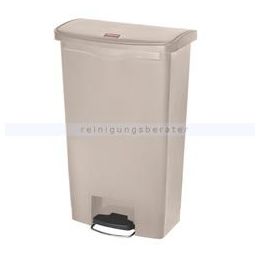 Treteimer Rubbermaid Slim Jim Kunststoff beige 68 L Tretabfallbehälter mit Pedal an der Breitseite