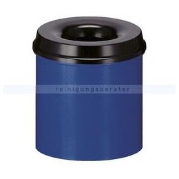 Papierkorb (feuersicher) rund 80 L blau-schwarz selbstlöschender Papierkorb Farbe blau, mit Deckel schwarz