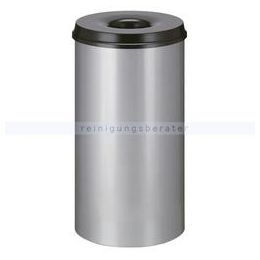 Papierkorb (feuersicher) rund 50 L aluminium-schwarz selbstlöschender Papierkorb Farbe aluminium, mit Deckel
