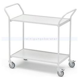 Tischwagen max. 150 kg mit 3 Etagen Eiche, 1024x460x946 mm Laminat Transporttisch mit hellgrauen Gestell