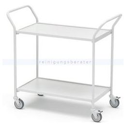 Tischwagen max. 150 kg mit 3 Etagen grau, 1024x460x946 mm Laminat Transporttisch mit hellgrauen Gestell