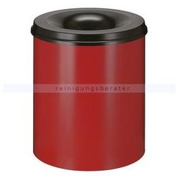 Papierkorb (feuersicher) rund 80 L rot-schwarz selbstlöschender Papierkorb Farbe rot, mit Deckel schwarz